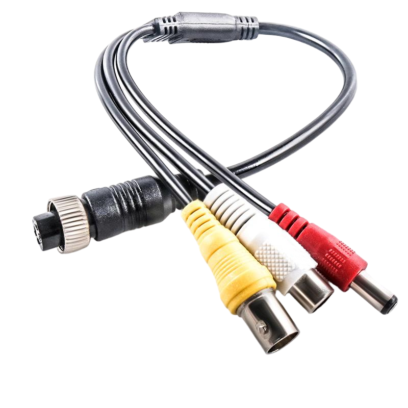 CCTV 4 PIN Aviation to BNC RCA cable with Video, Audio and DC Power ...