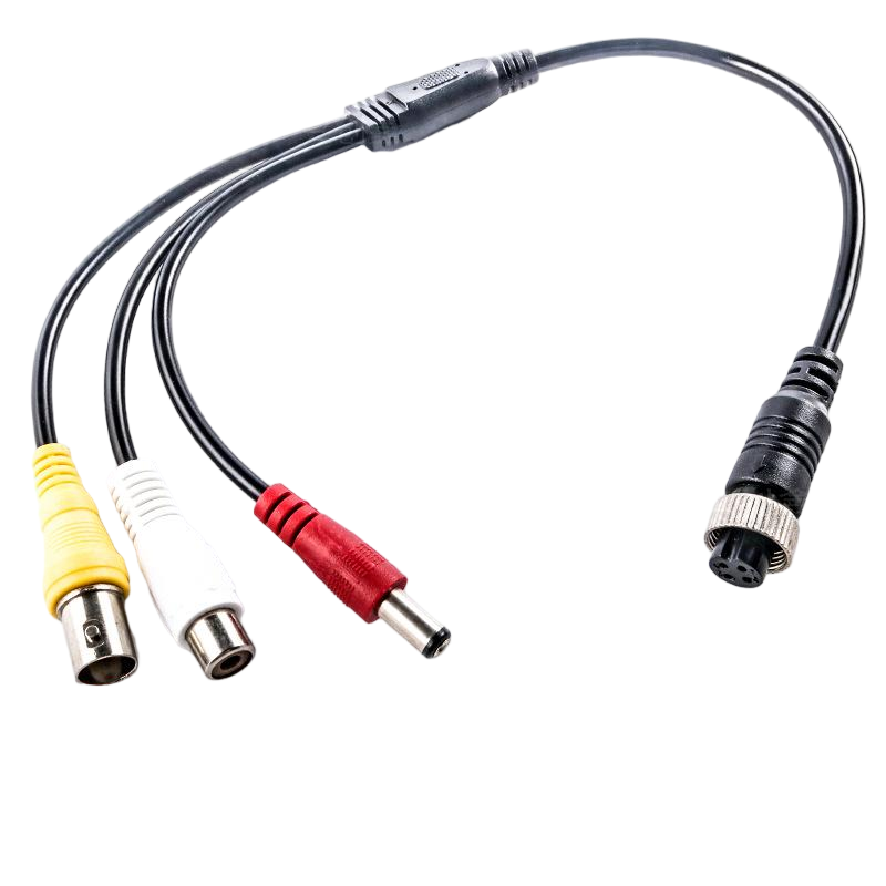 CCTV 4 PIN Aviation to BNC RCA cable with Video, Audio and DC Power ...