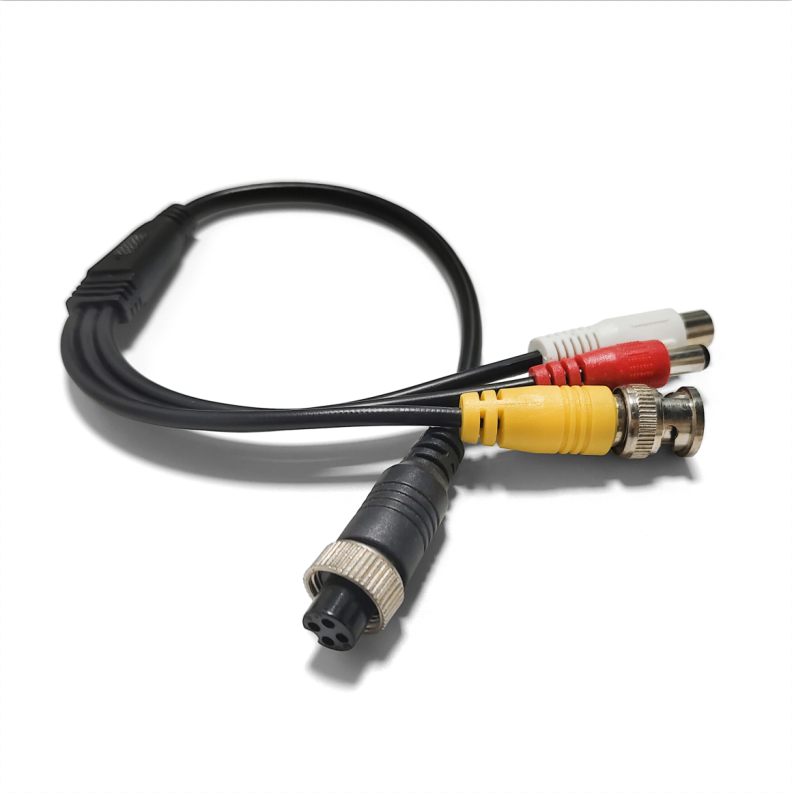 GX12 4Pin Aviation Head Male / Female Plug to 2 RCA + DC Male Cable AV Adapter for CCTV Camera ...
